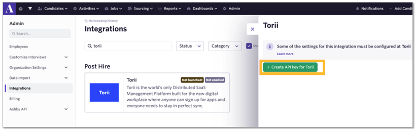 Ashby Integration – Torii